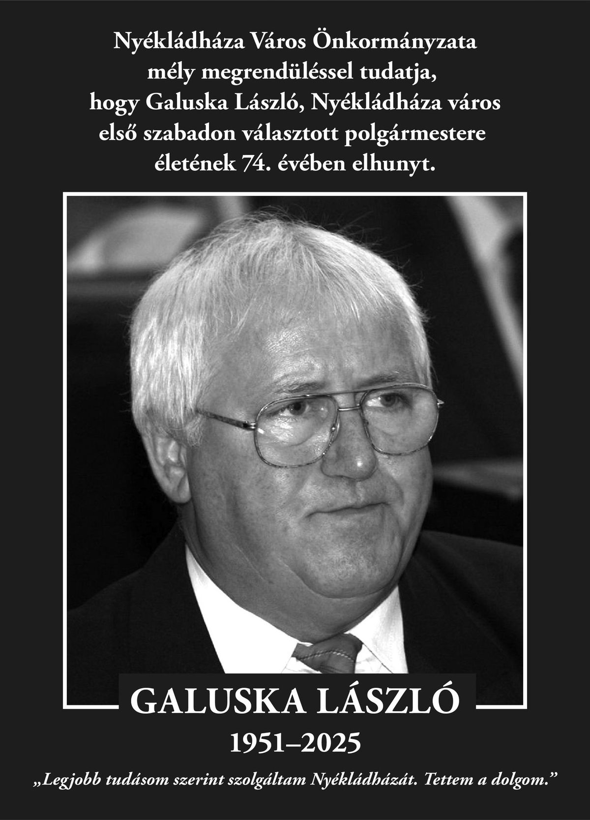 Nyékládháza egykori polgármestere, Galuska László meghalt - Északhírnök